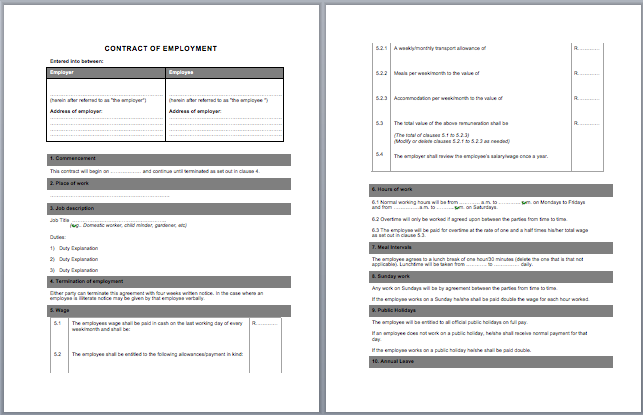 Labor Contract Template - My Word Templates