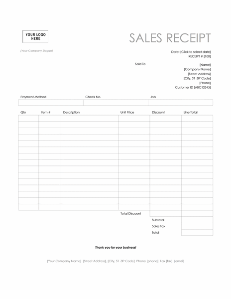 POS Sales Receipt Template - My Word Templates