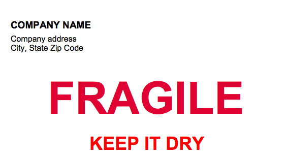 Fragile - Keep It Dry - Label Template - My Word Templates