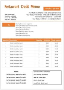 Credit Memo Templates - My Word Templates