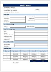 Credit Memo Templates - My Word Templates