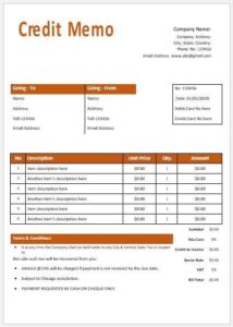 Credit Memo Templates - My Word Templates