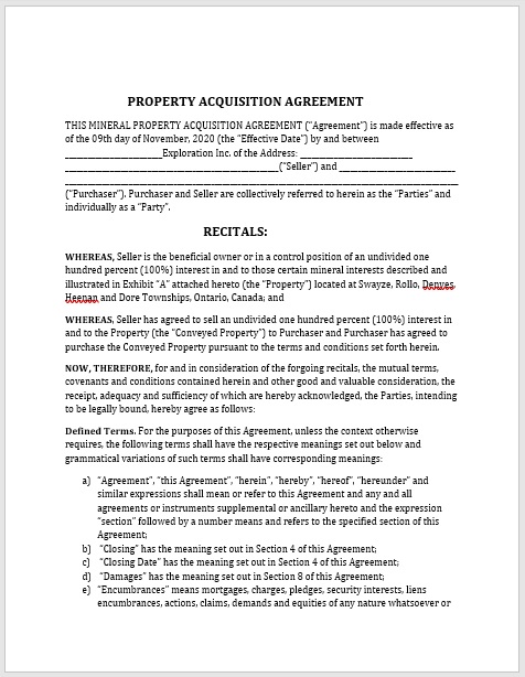 11 Free Best Property Agreement Templates - My Word Templates