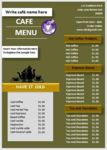 Cafe Menu Template 07 - My Word Templates
