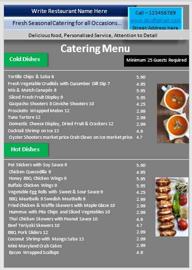 11 Free Catering Menu Templates - My Word Templates