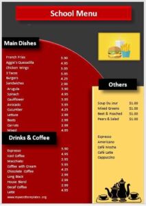 School Menu Template 06 - My Word Templates