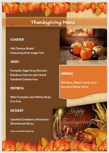 Thanksgiving Menu Template 01 - My Word Templates