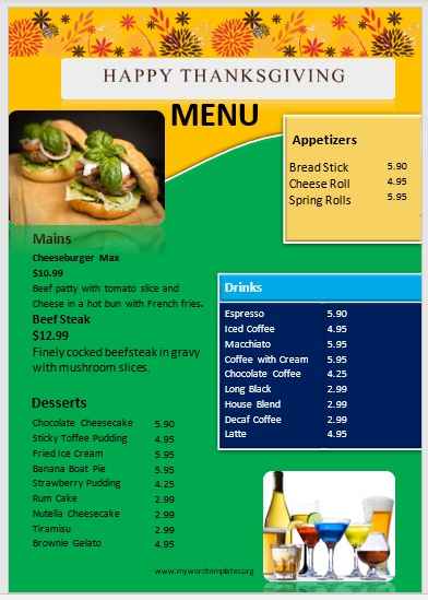 11 Free Awesome Thanksgiving Menu Templates - Microsoft Word Templates