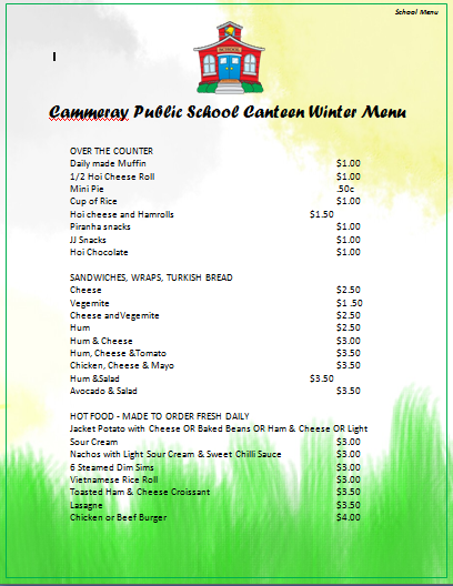 11 Free School Menu Templates - My Word Templates