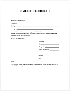 Sample Character Certificate Archives - My Word Templates