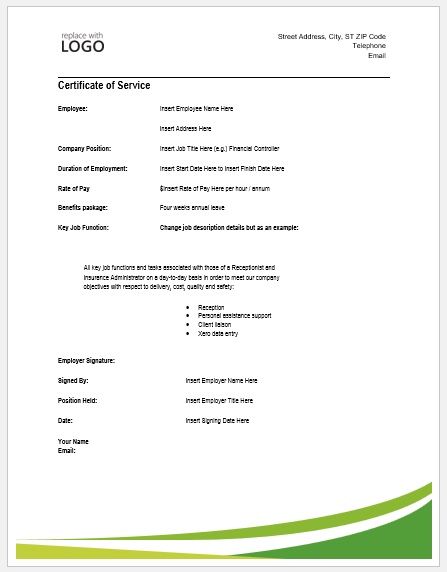 Employment Certificate Templates - My Word Templates