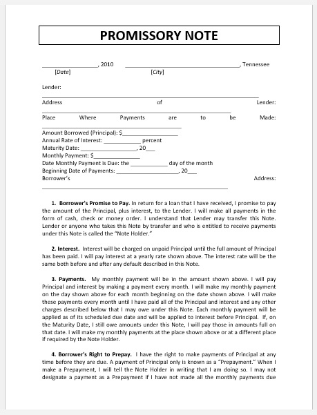 15 Best Promissory Note Templates - My Word Templates