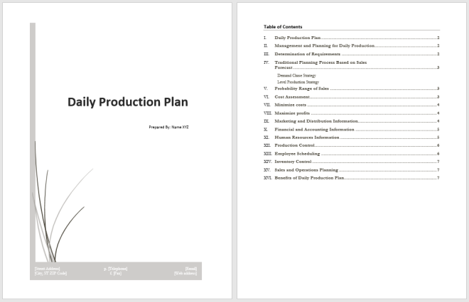 Daily Production Plan Template - My Word Templates