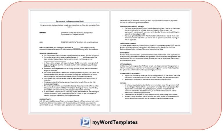 Sample Compromise Agreement Archives - My Word Templates