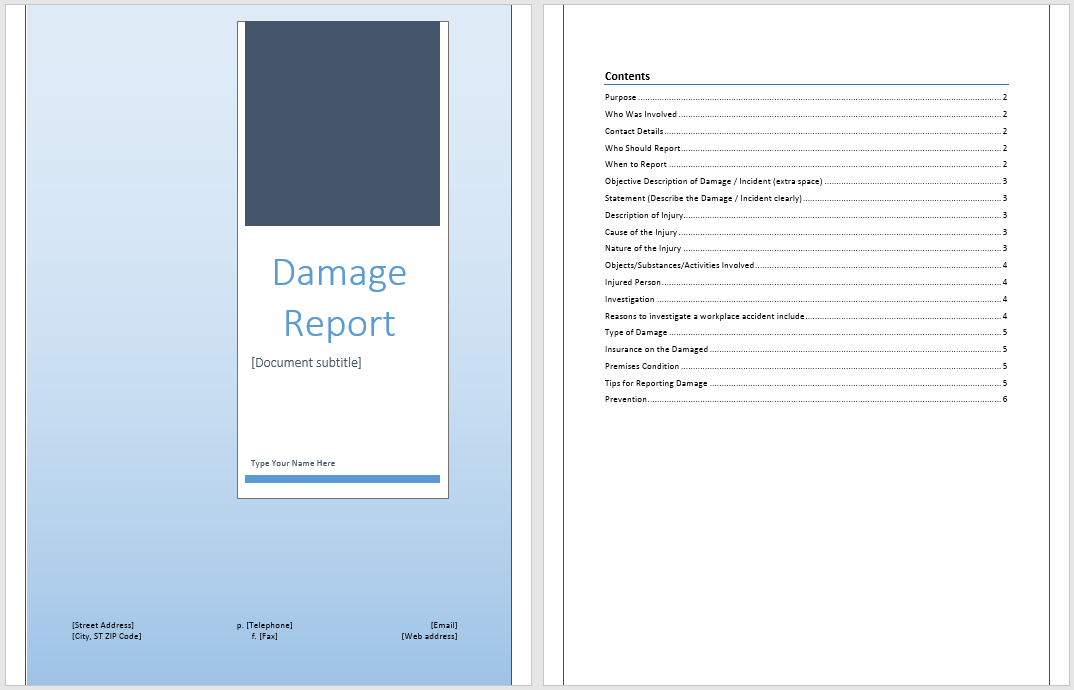 Damage Report Template - My Word Templates