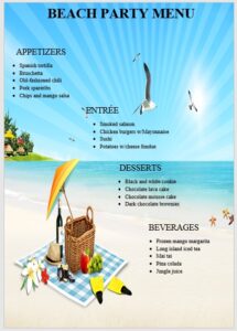Beach Party Menu Templates - My Word Templates