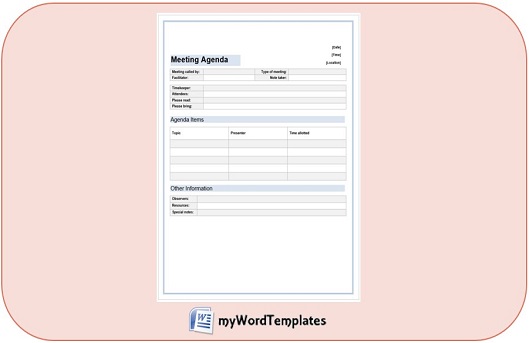 Office Meeting Agenda Templates - My Word Templates