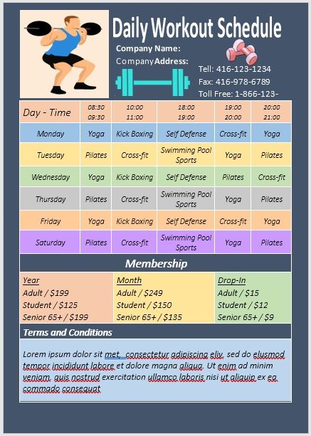 10 Free Daily Workout Schedule Templates - My Word Templates