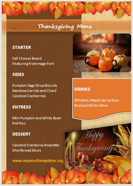 11 Free Awesome Thanksgiving Menu Templates - My Word Templates