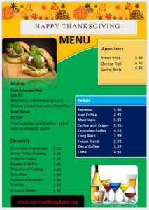 Thanksgiving Menu Templates - My Word Templates