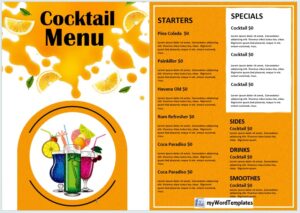 free cocktail menu template word - My Word Templates